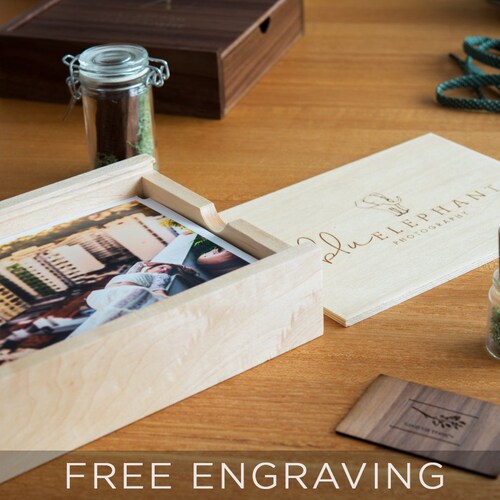 Custom Engraved Maple/walnut Wood Photo Box With Clear Lid - Etsy Australia