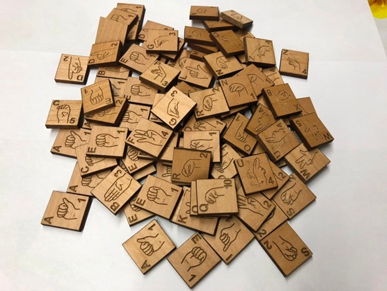 Alder Wood Ngt/dutch Sign Language (nederlandse Gebarentaal) Scrabble ...