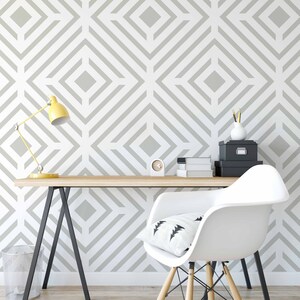 Grey Wallpaper, Geometric Wallpaper, Peel and Stick Wallpaper With Grey ...