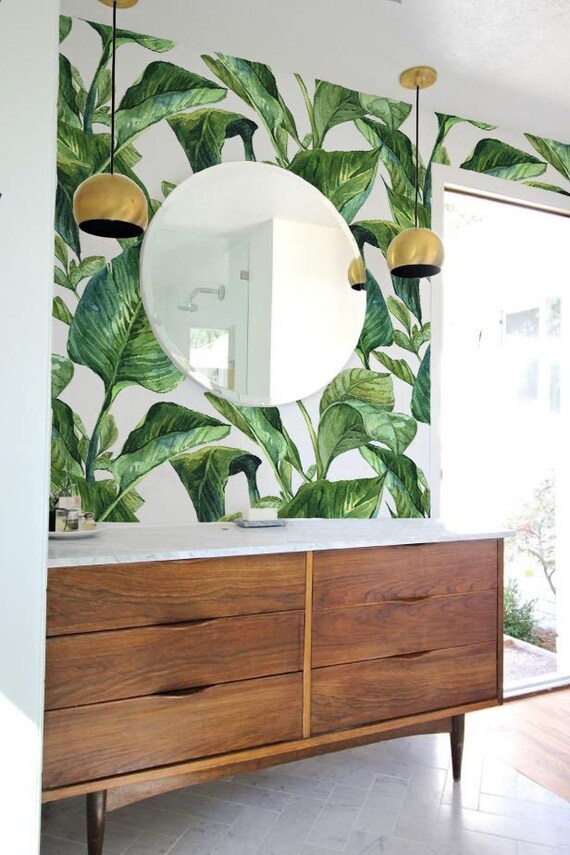 Banana leaf wall mural Banana leaves removable wall mural | Etsy