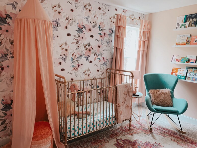 Floral Design Wall Mural Watercolor Wall Covering Floral - Etsy