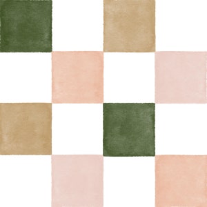 Retro Checkered Watercolor Peel and Stick Wallpaper, Watercolor Checker ...