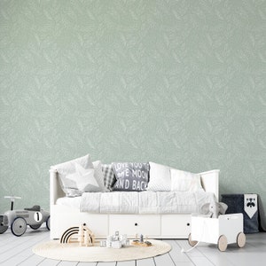 Sage Nursery Peel Stick Wallpaper, Sage Floral Wallpaper, Sage ...
