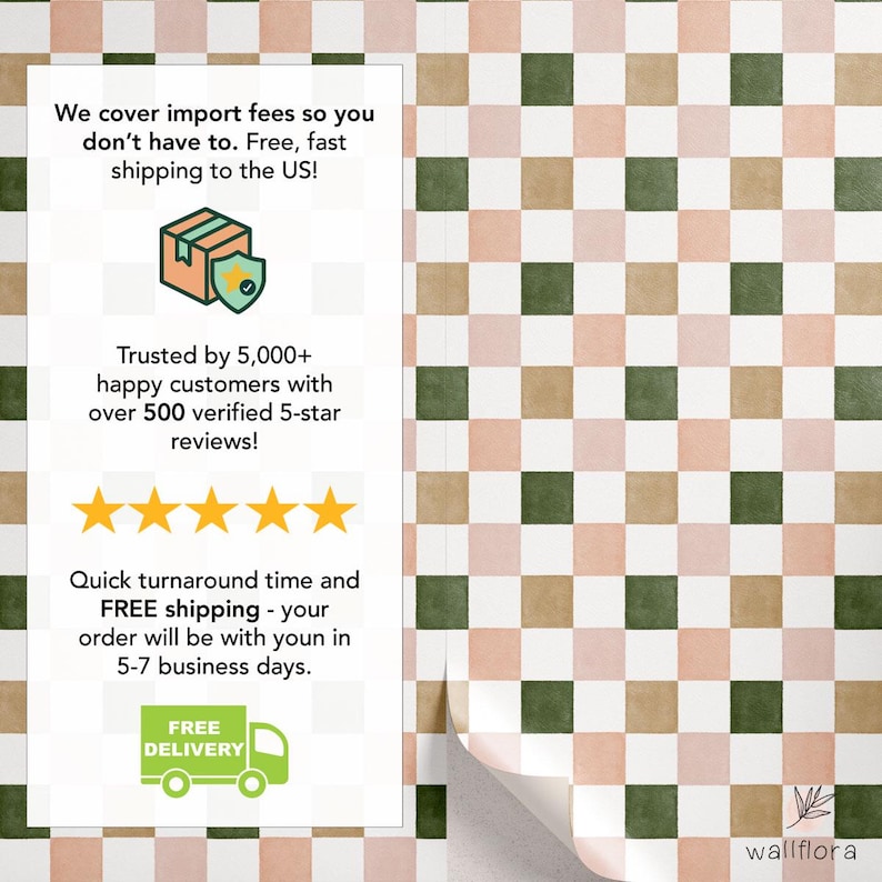 Retro Checkered Watercolor Peel and Stick Wallpaper, Watercolor Checker ...