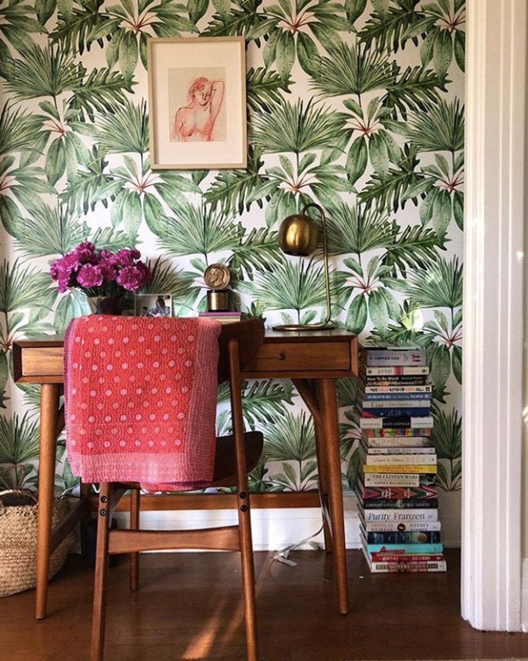 Tropical Pattern Wallpaper Exotic Removable Wallpaper Palm - Etsy