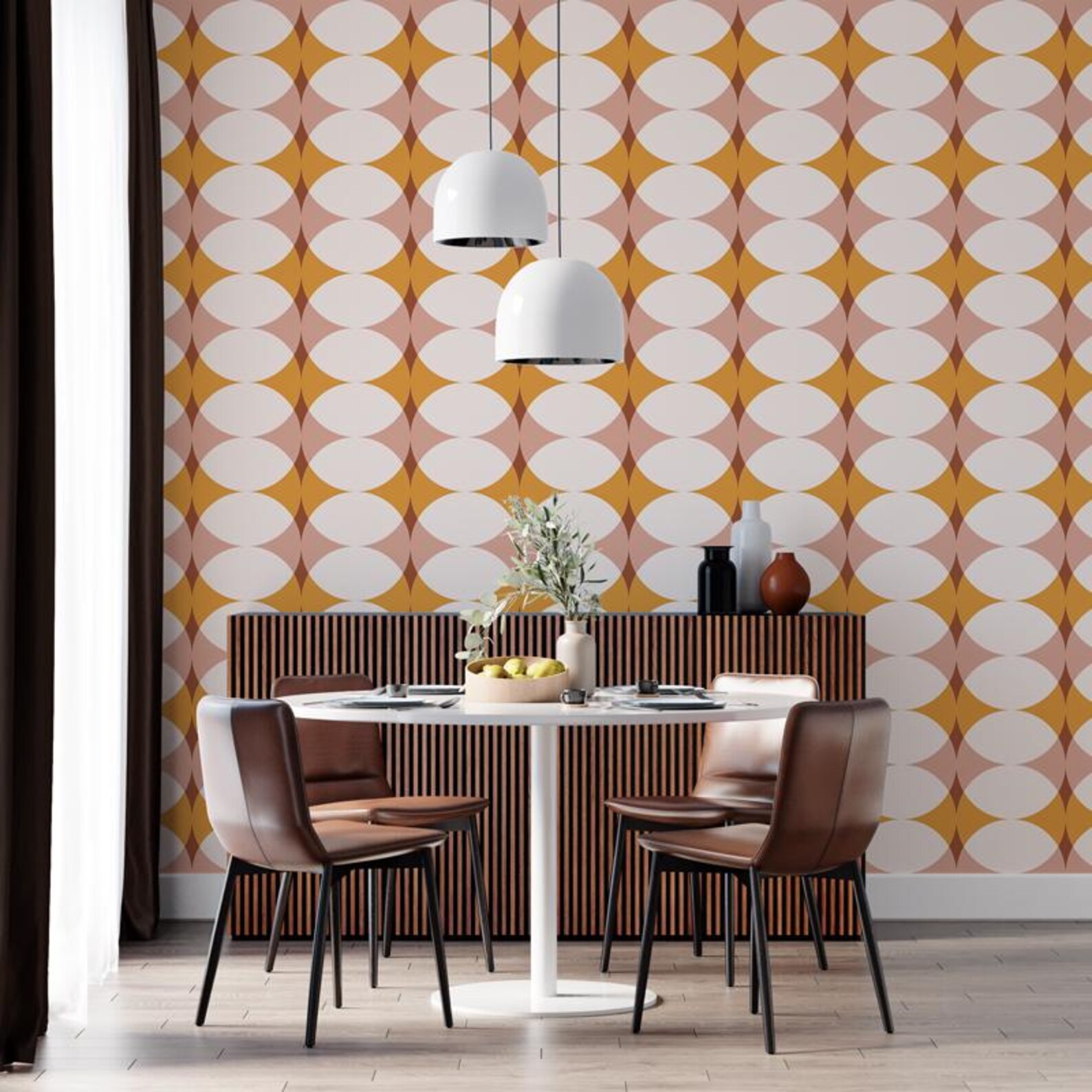 Funky Retro Peel and Stick Wallpaper, Midcentury Modern Style Removable ...