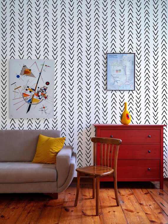 Peel and Stick Wallpaper With Chevron Pattern Removable - Etsy UK