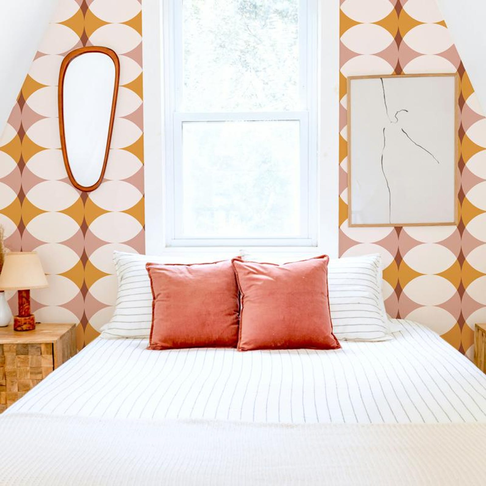 Funky Retro Peel and Stick Wallpaper, Midcentury Modern Style Removable ...