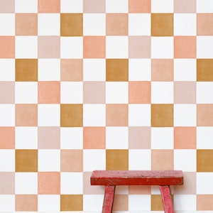 Pink Checkered Peel and Stick Wallpaper Pink Retro Wallpaper - Etsy