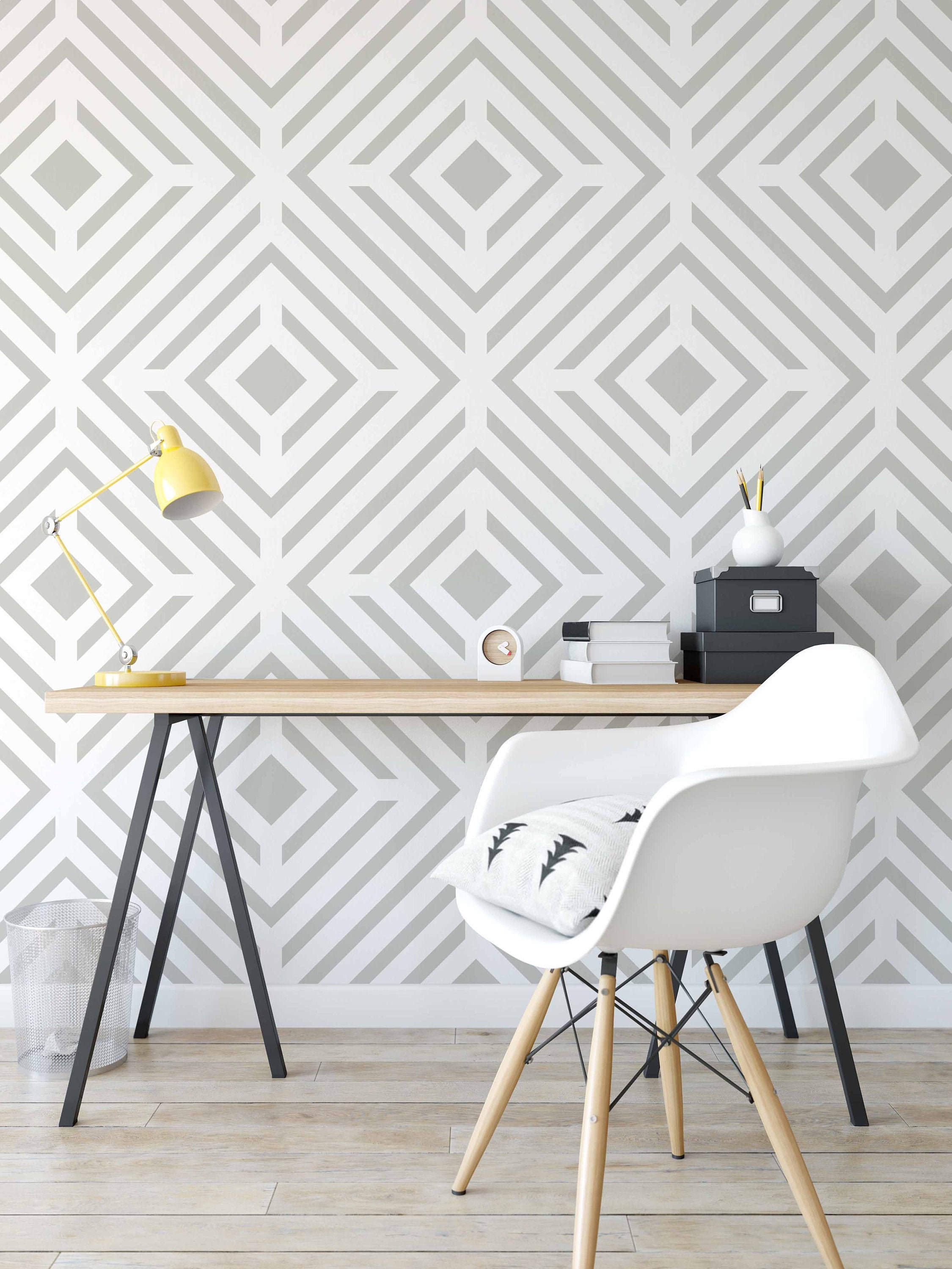 Grey Wallpaper Geometric Wallpaper Peel and Stick Wallpaper - Etsy