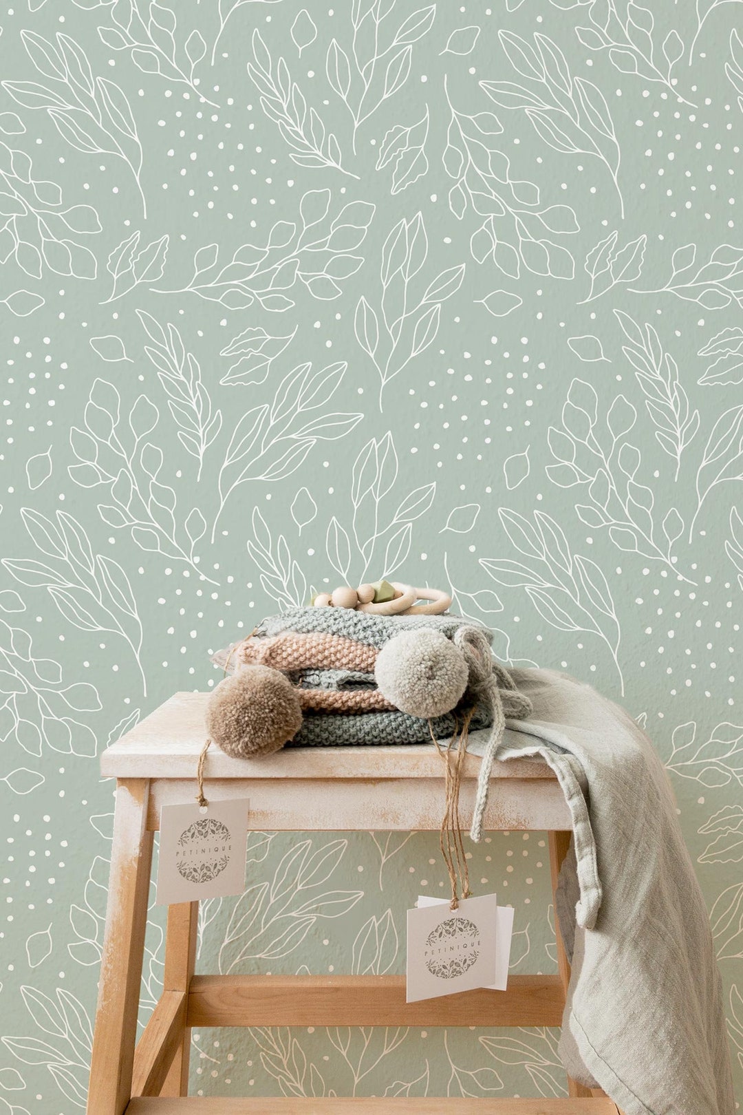 Sage Nursery Peel Stick Wallpaper Sage Floral Wallpaper Sage - Etsy