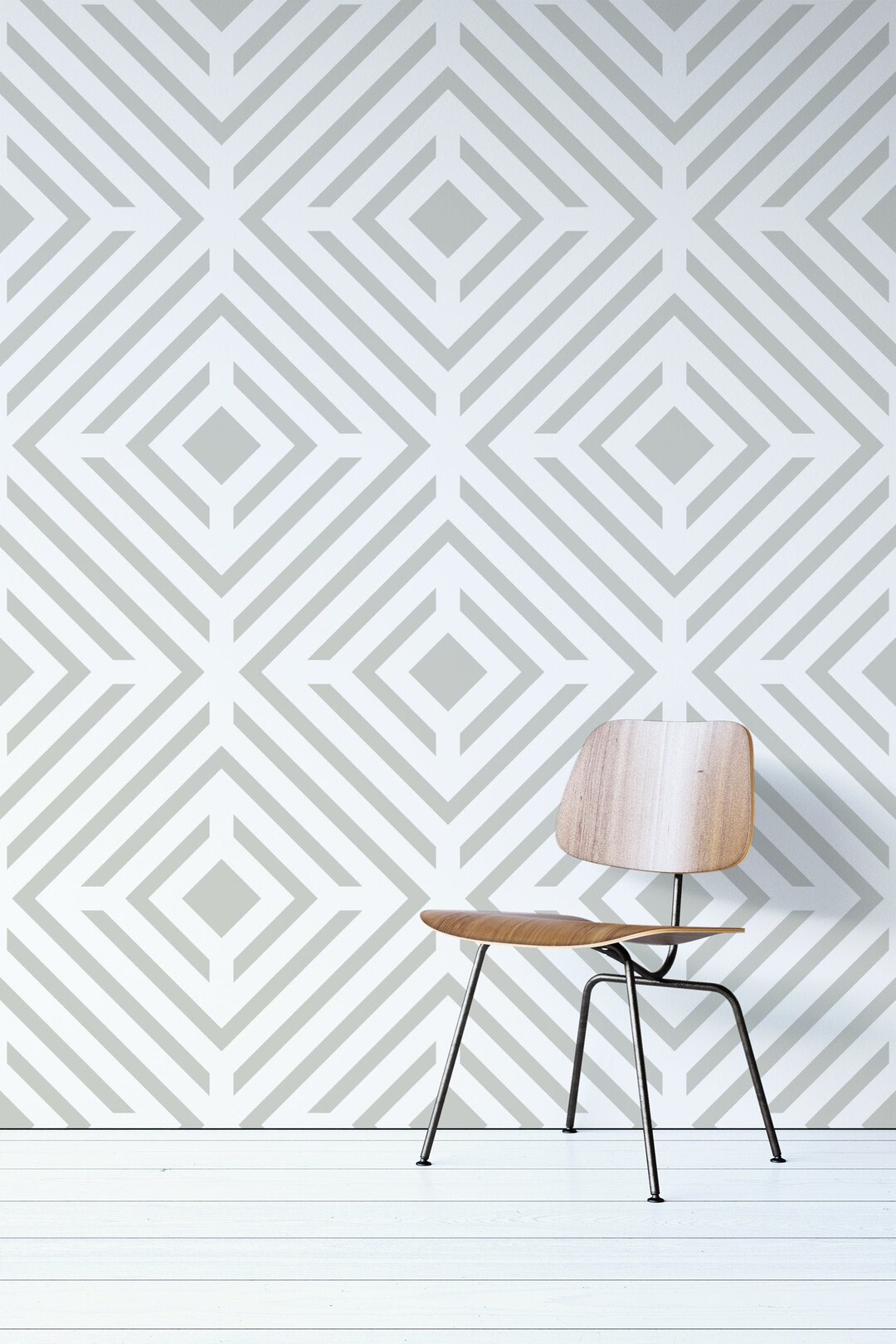Grey Wallpaper, Geometric Wallpaper, Peel and Stick Wallpaper With Grey ...