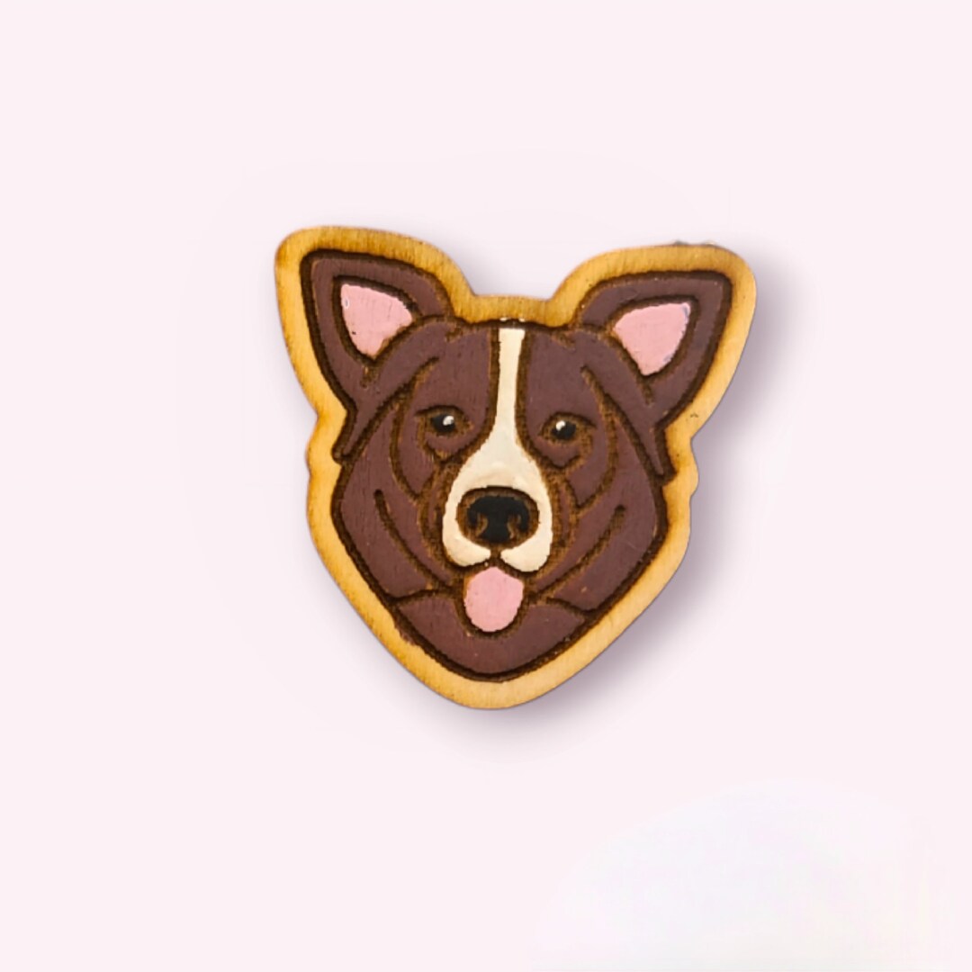 Brown and White Border Collie Pin-border Collie Pin-dog Head - Etsy