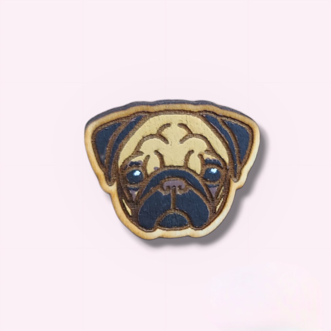 Pug Pin-pug Dog Head Pin-dog Breed Pin-pug Dog Face Pin-wood - Etsy