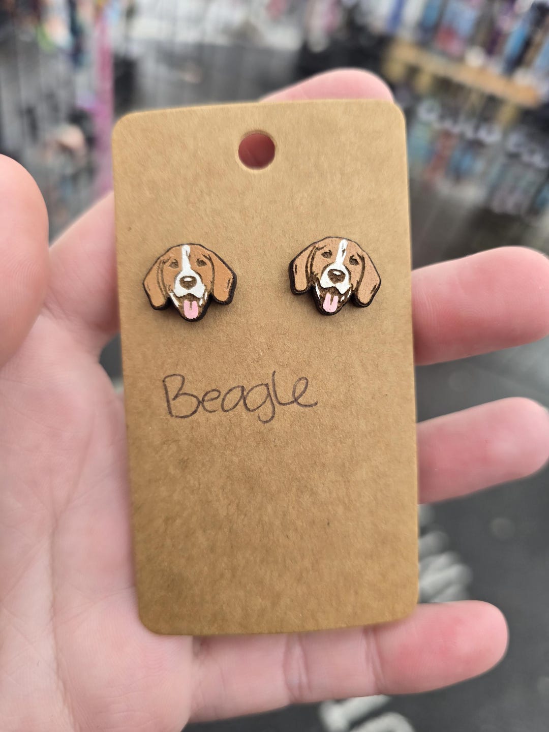 Beagle Stud Earrings-laser Cut and Engraved Wood Stud Earrings-beagle ...
