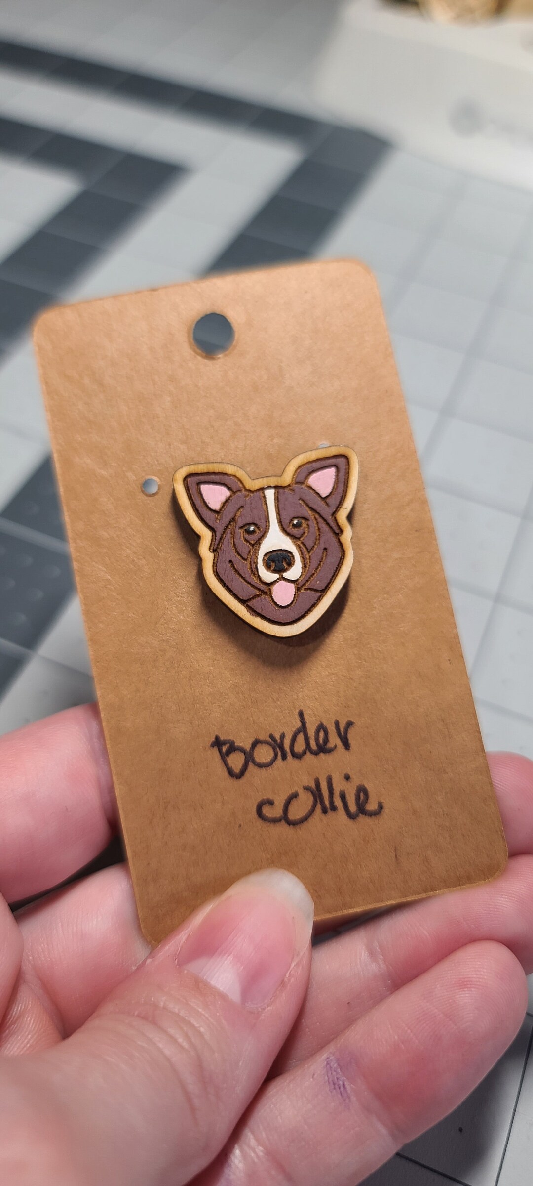 Brown and White Border Collie Pin-border Collie Pin-dog Head Pin-dog ...