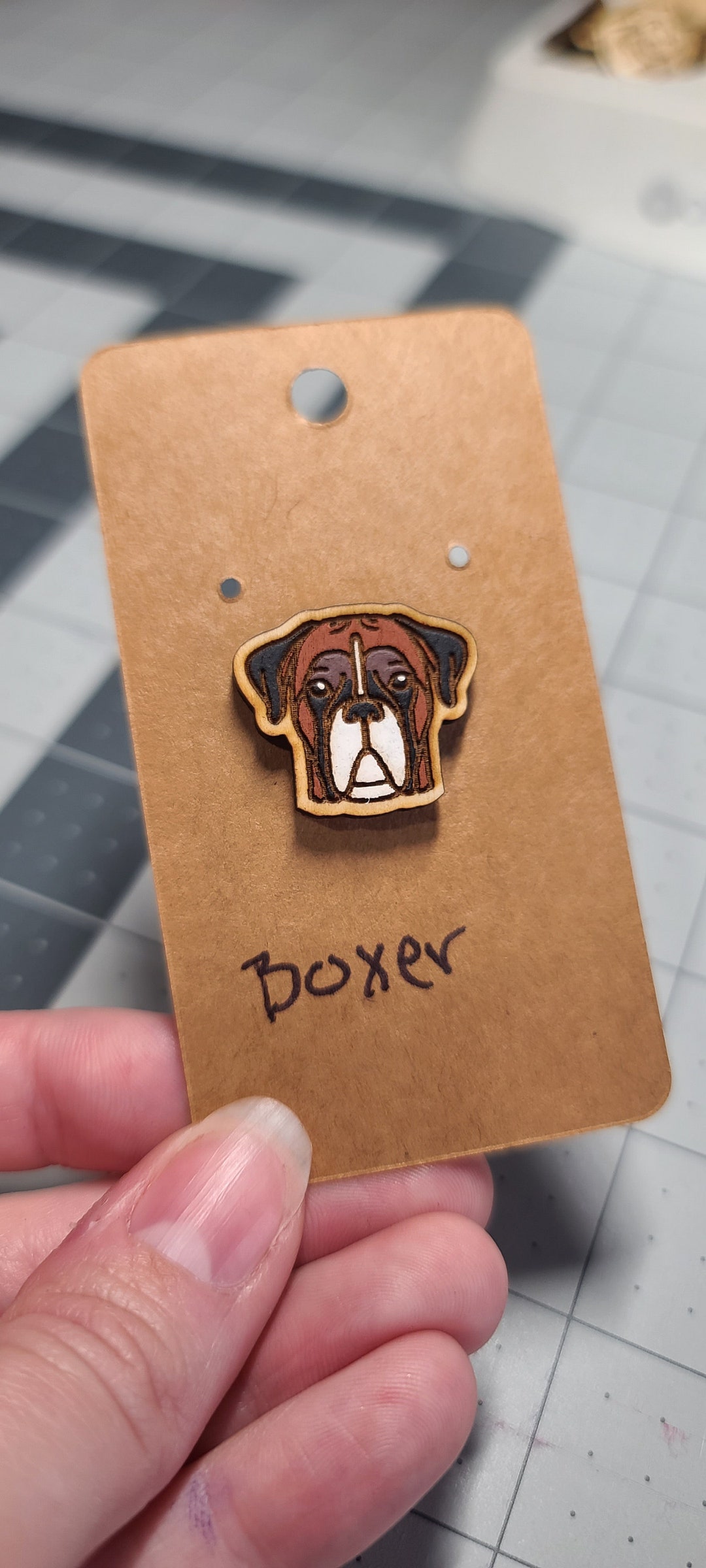 Boxer Pin-boxer Dog Head Pin-dog Breed Pin-boxer Dog Face Pin-wood Pin ...