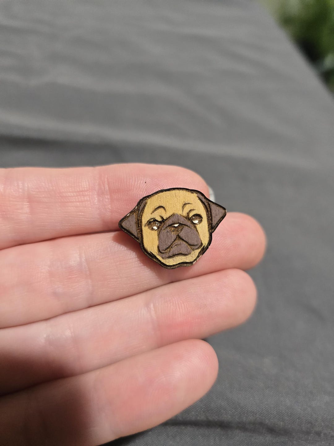 Pug Pin-pug Dog Head Pin-dog Breed Pin-pug Dog Face Pin-wood Pin-pug - Etsy