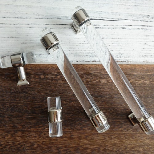 Acrylic Drawer Pull Handles Knobs Clear Silver Dresser Pulls | Etsy