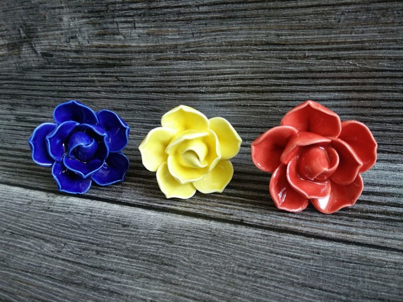 Flower Knobs Handles Pulls / Chic Dresser Knobs / Ceramic - Etsy