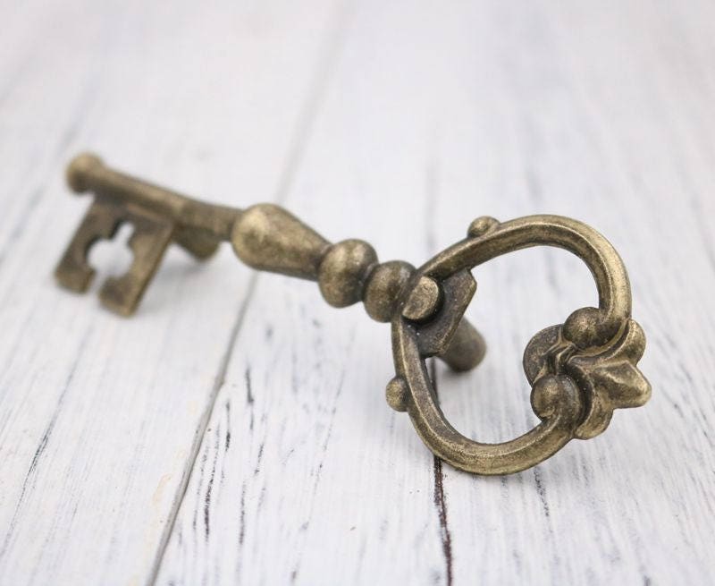Antique Bronze Key Handle Pull Knob Dresser Knob Drawer Knobs | Etsy
