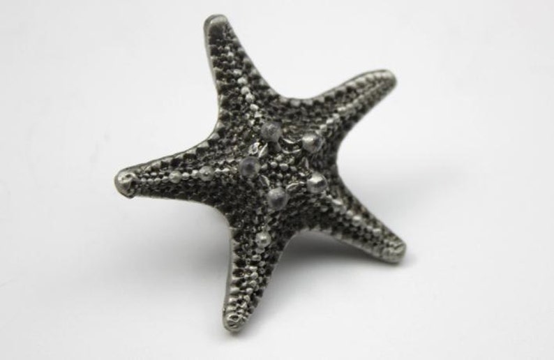 Starfish Antique Silver Drawer Knobs Starfish Design Cabinet - Etsy