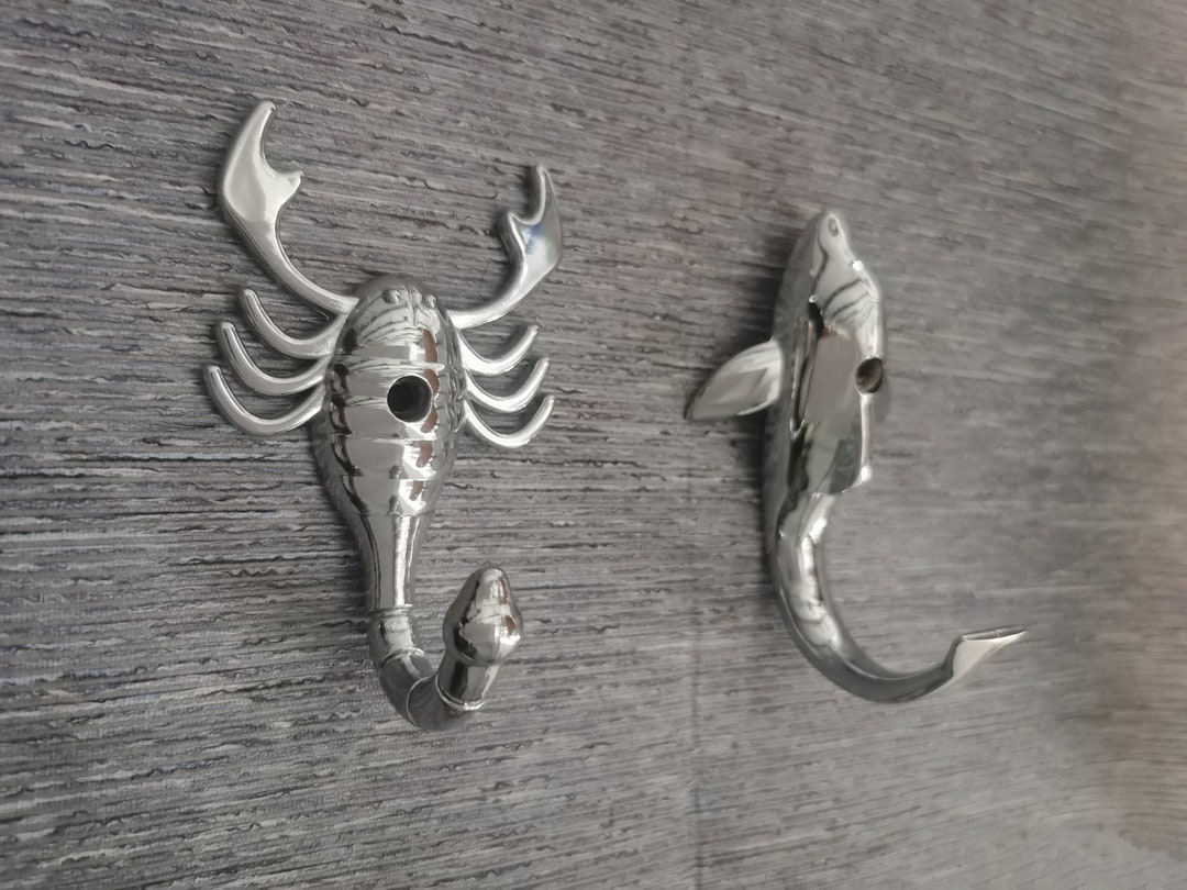 Dolphin Scorpion Elephant Wall Hooks / Unique Vintage Look Hook / Metal ...