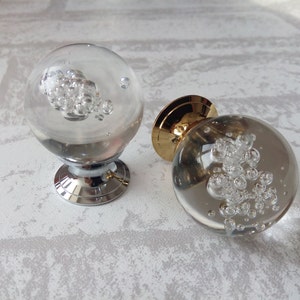 Bubble Glass Knobs Crystal Knob Drawer Knobs Dresser Pulls Handles Kitchen Cabinet Knob ...