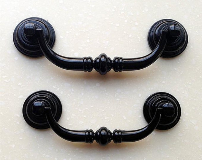 Antique Black Metal Furniture Handle, Vintage Dresser Drawer Pulls ...