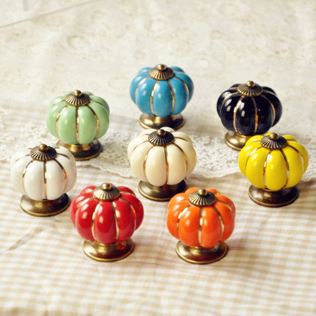 Pumpkin Knobs Dresser Knob Drawer Pulls Handles Knobs/ Ceramic Knobs ...