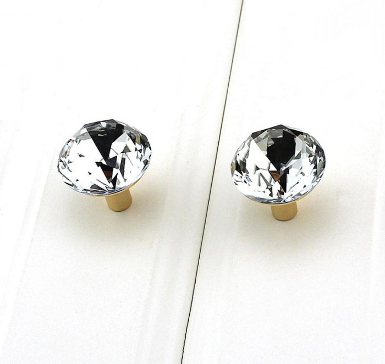 Drawer Knobs Pulls Handles Rhinestone Silver Gold Clear - Etsy