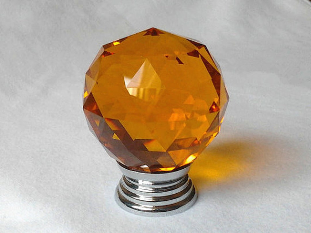 Sparkle Glass Dresser Drawer Knobs Pulls Handles Shiny Yellow Amber ...