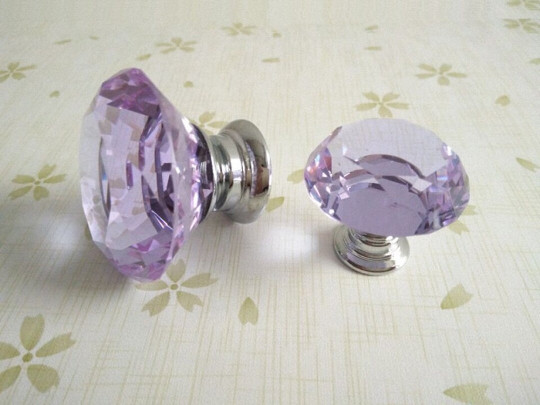 Purple Knob Knobs Glass Knobs Crystal Knob Dresser Knob Drawer Knobs ...