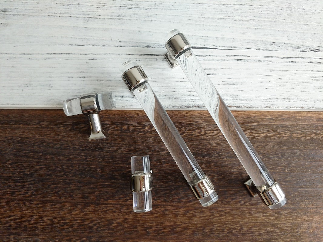Acrylic Drawer Pull Handles Knobs Clear Silver Dresser Pulls | Etsy