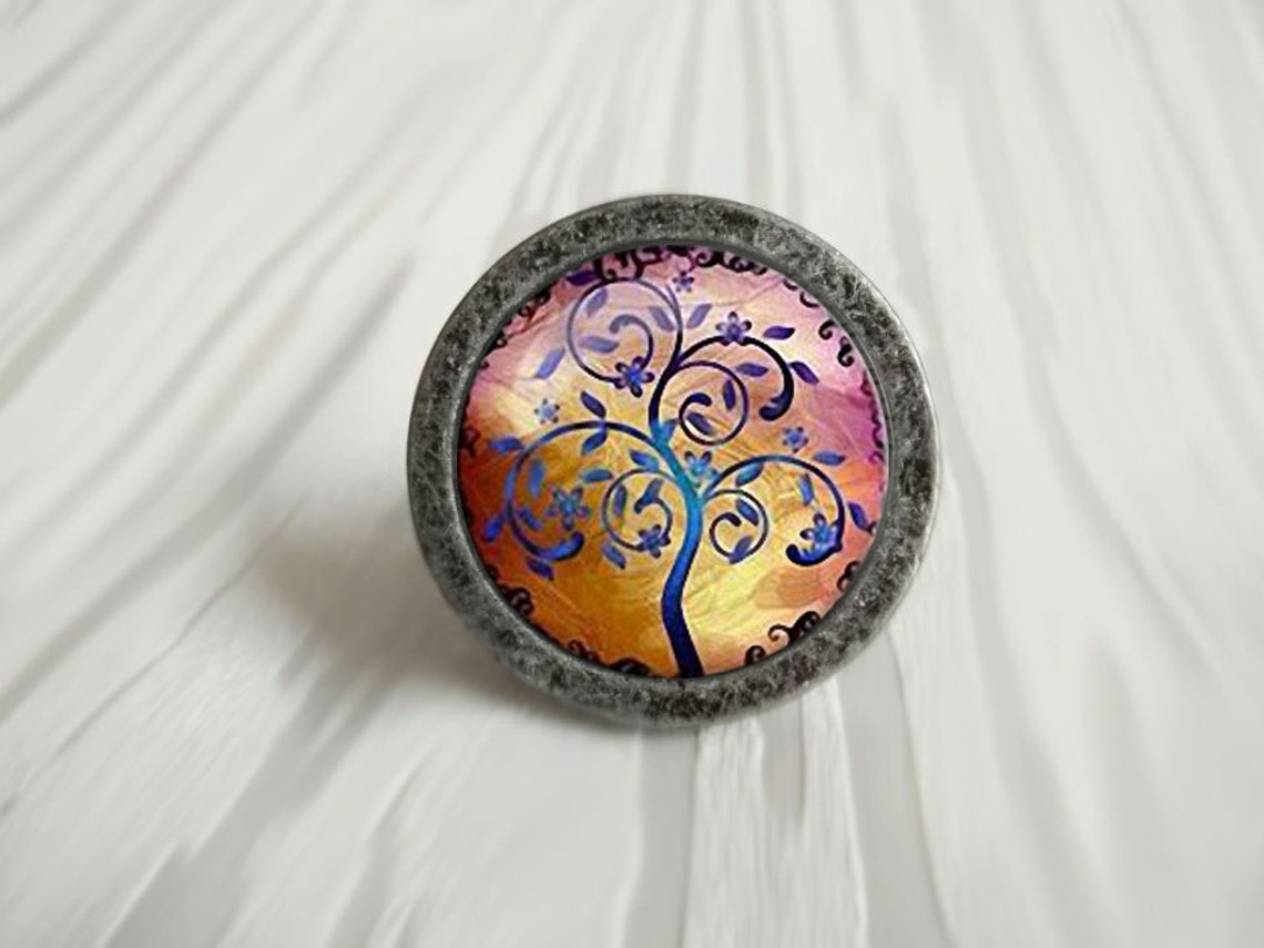 TREE OF LIFE Antique Silver Drawer Knobs Pulls Handles / | Etsy