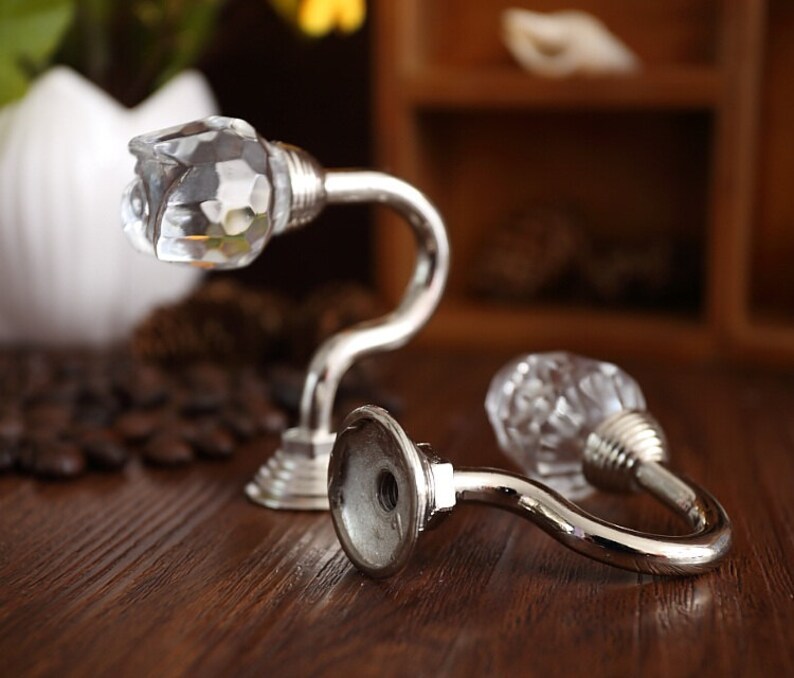 Glass Crystal Decorative Hooks Wall Hooks Clear Silver Gold / - Etsy