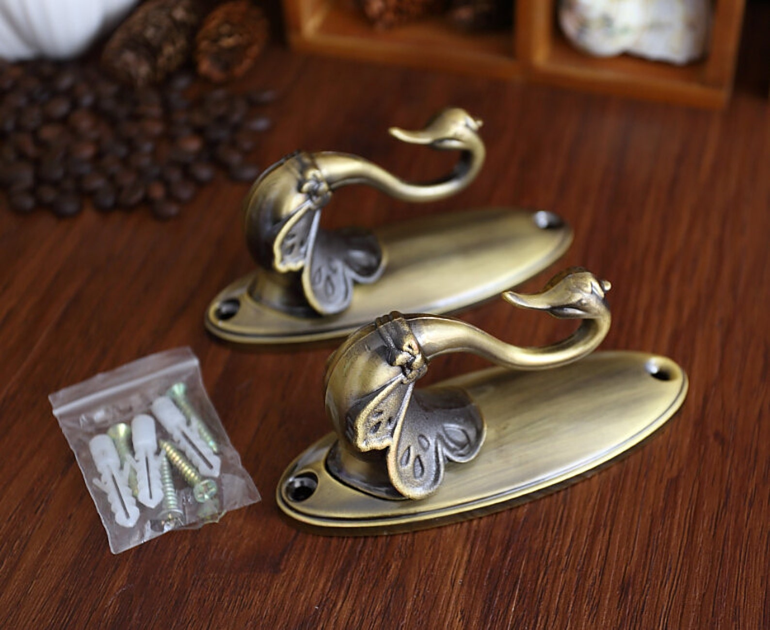 Swan Decorative Wall Hook Metal Wall Hooks / Antique Copper - Etsy