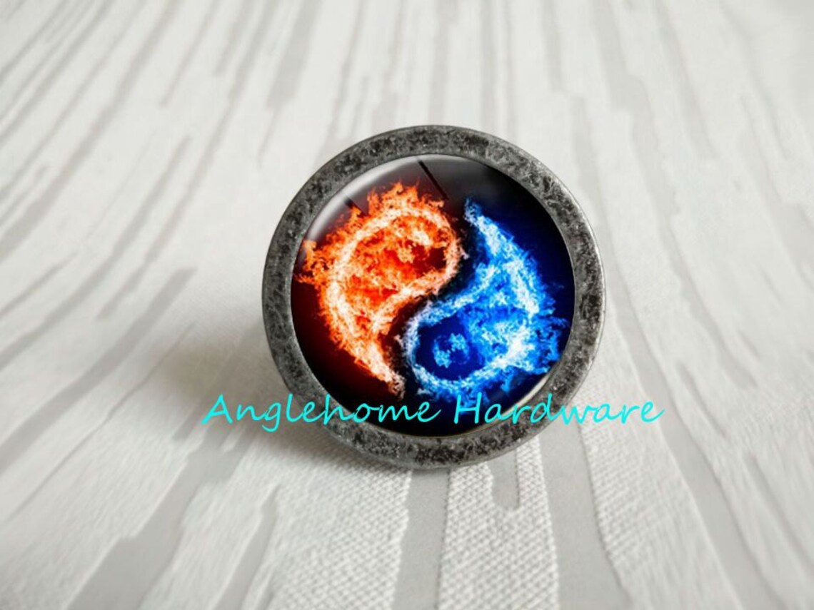 Ice and Fire drawer Knobs Antique Silver / Crystal Dresser - Etsy