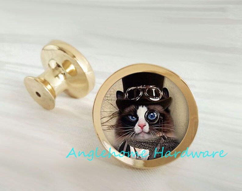 Steampunk Cat dresser Knob /drawer Knobs Pulls Handles - Etsy