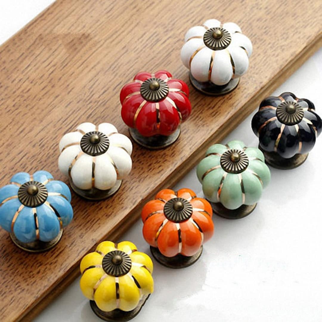 Pumpkin Knobs Dresser Knob Drawer Pulls Handles / Ceramic Knob Cabinet ...