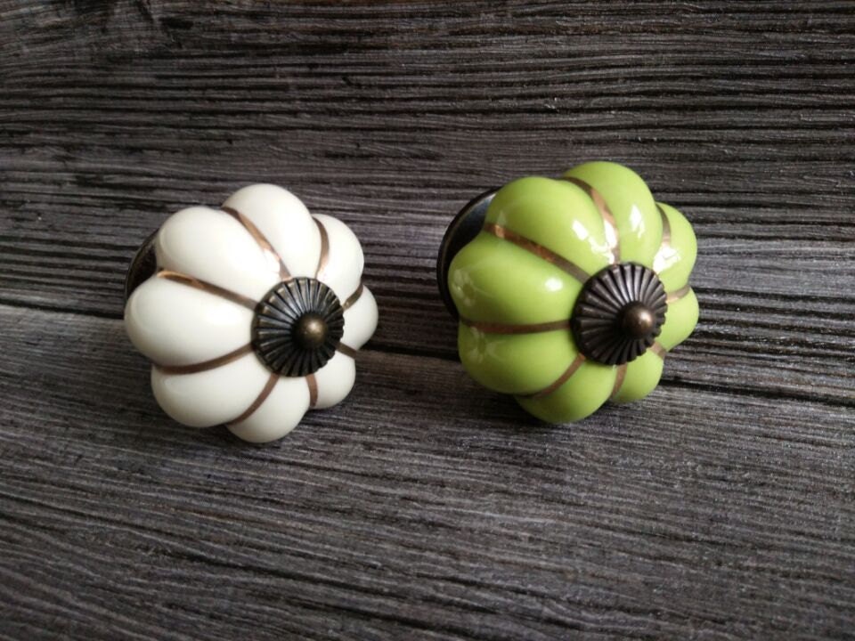 Ceramic Pumpkin Knobs Dresser Knobs Drawer Knobs Pulls Handles | Etsy