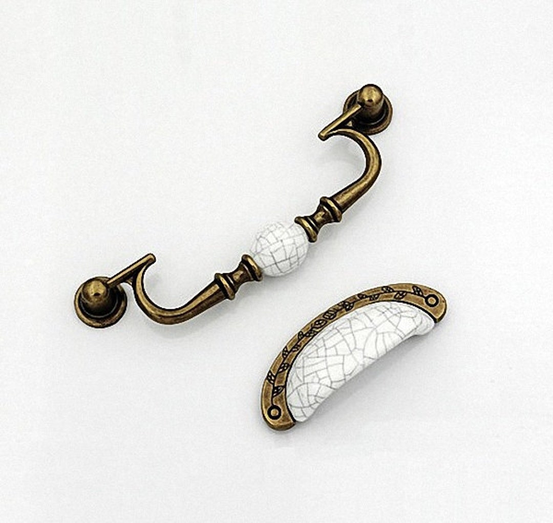 3.75" 6.3"vintage Bronze Drop Ring Pulls Dresser Handles / Ceramic ...