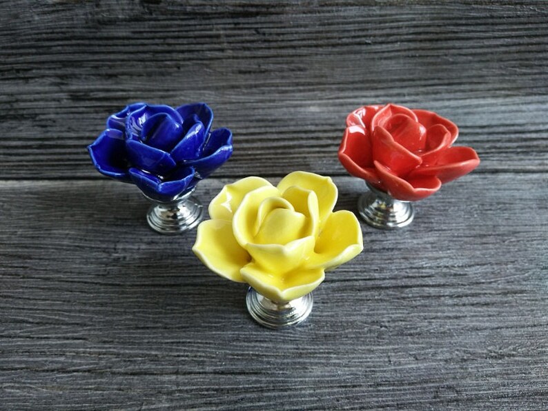 Flower Knobs Handles Pulls / Chic Dresser Knobs / Ceramic - Etsy