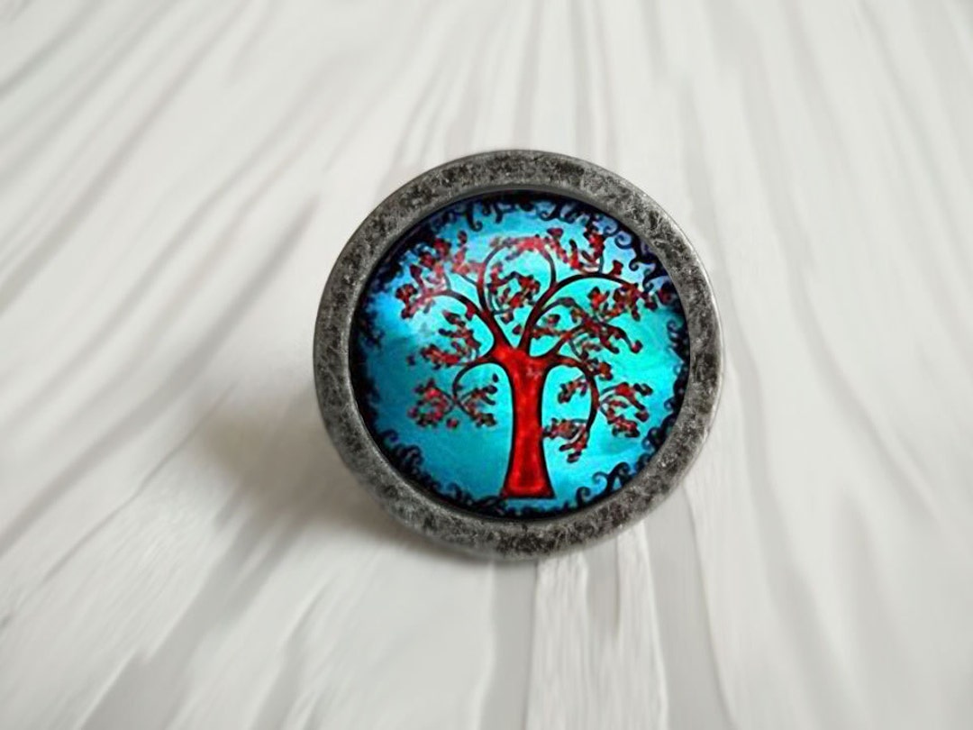 TREE of LIFE - Antique Silver Drawer Knobs Pulls Handles / Kitchen ...