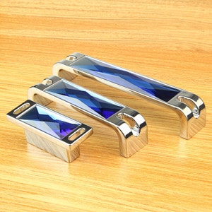 Silver Glass Crystal Dresser Knobs Pulls Drawer Pulls Handles Crystal Cabinet Door Handle Knob ...