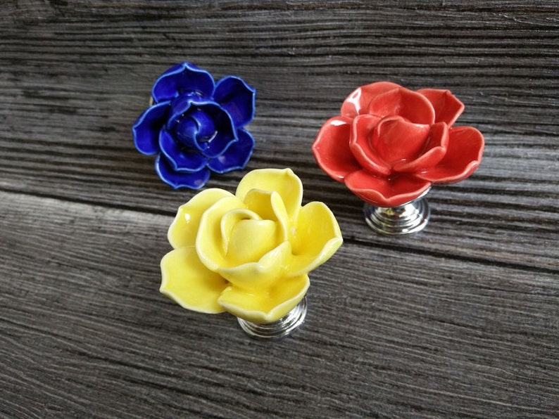 Flower Knobs Handles Pulls / Chic Dresser Knobs / Ceramic - Etsy