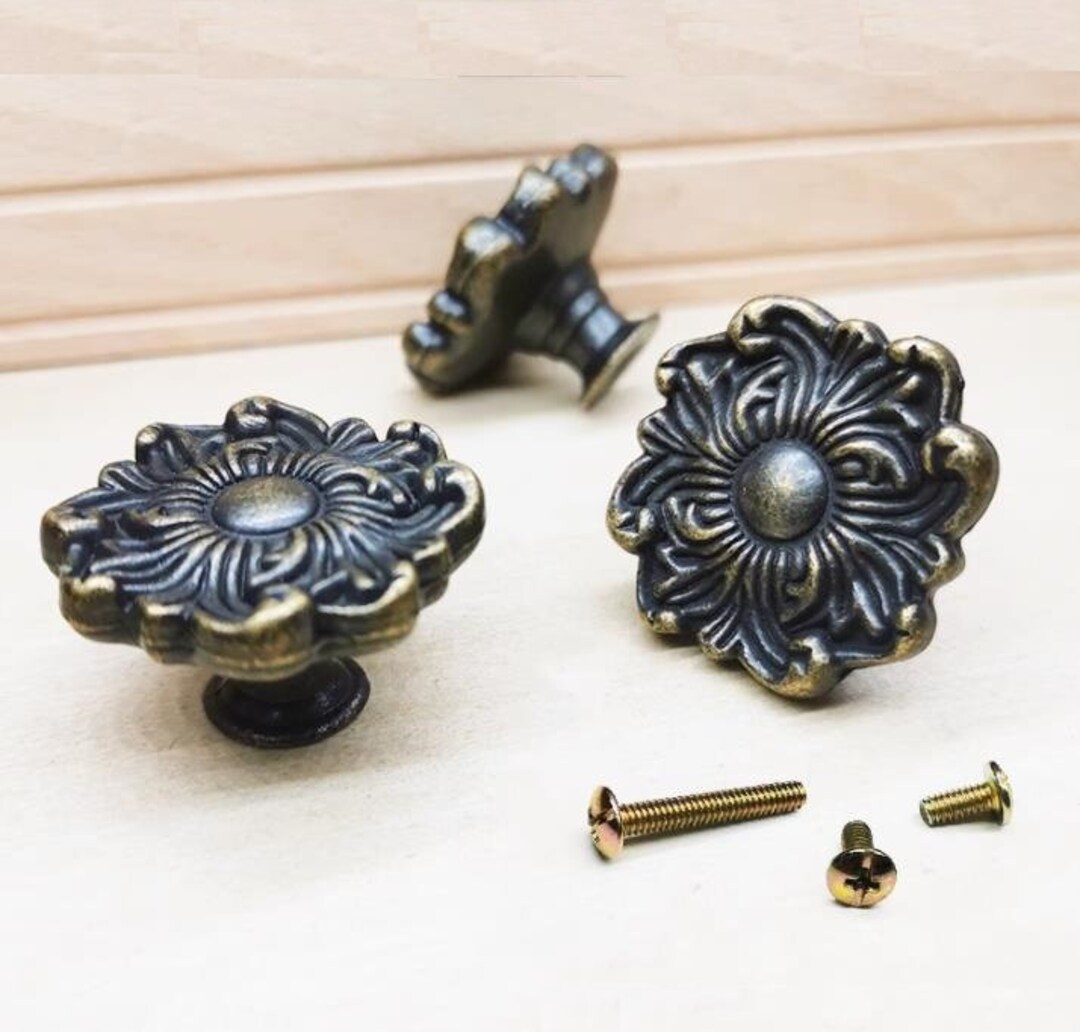 French Shabby Chic Dresser Knobs Handles/ Antique Bronze Drawer Pulls ...