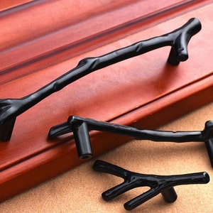 Antique Silver Tree Branch Handle Pull Knob Dresser Knob Drawer Knobs Pulls Handles / Black ...