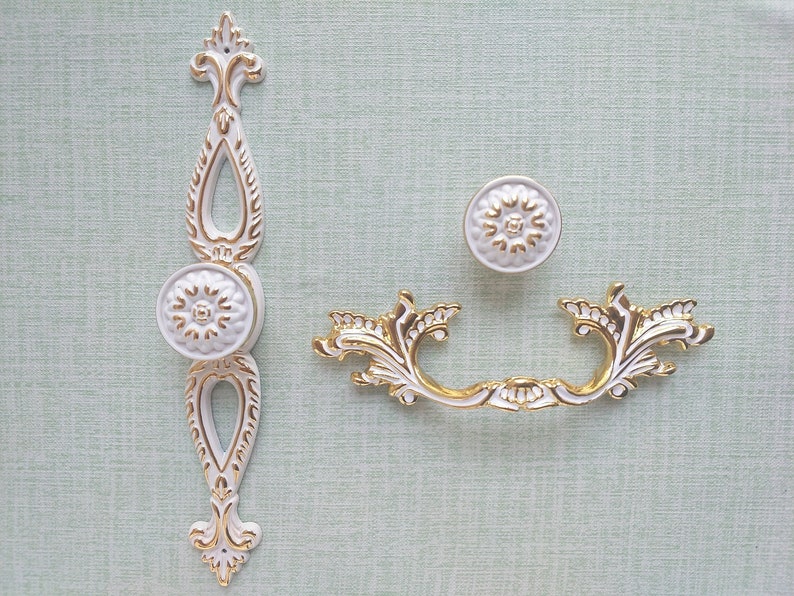 Shabby Chic Dresser Drawer Knobs Pulls Handles Creamy White - Etsy