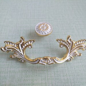 Shabby Chic Dresser Drawer Knobs Pulls Handles Creamy White Silver Gold Rose Flower Kitchen ...